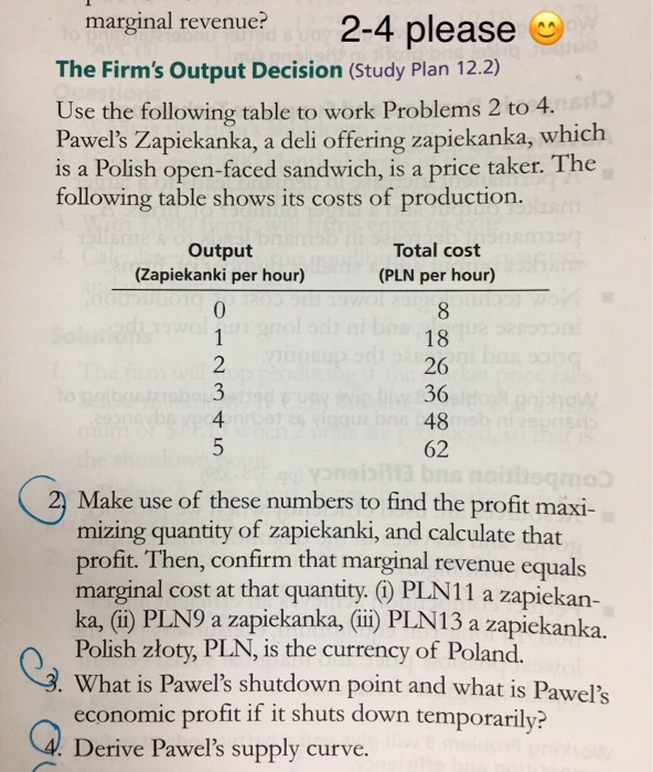Solved marginal revenue?2-4 please The Firm's Output | Chegg.com