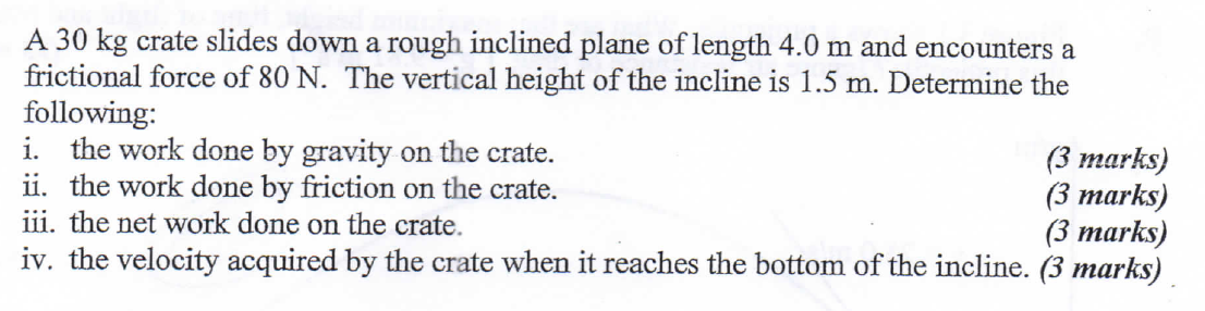 Solved A 30kg ﻿crate slides down a rough inclined plane of | Chegg.com