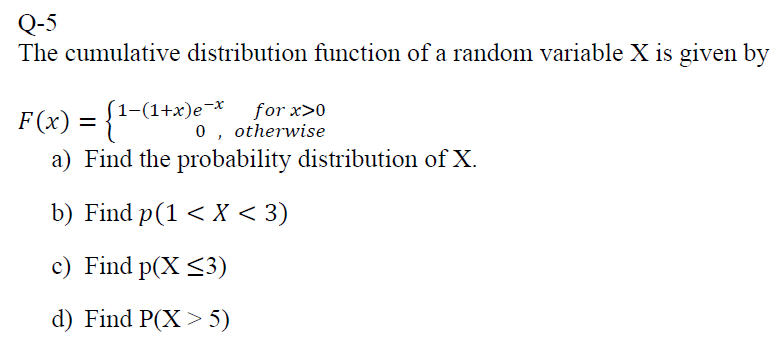 Solved Q-5 The cumulative distribution function of a random | Chegg.com
