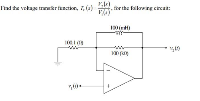 Solved Find the voltage transfer function, TV(s)=V1(s)V2(s), | Chegg.com