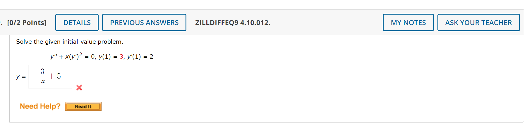 Solved ZILLDIFFEQ9 4.10.012. Solve the given initial-value | Chegg.com