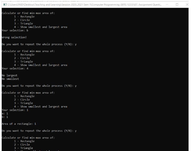 Solved Write a program to calculate area of common geometric | Chegg.com