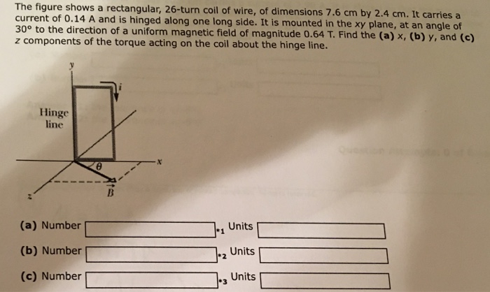 Solved The figure shows a rectangular, 26-turn coil of wire, | Chegg.com