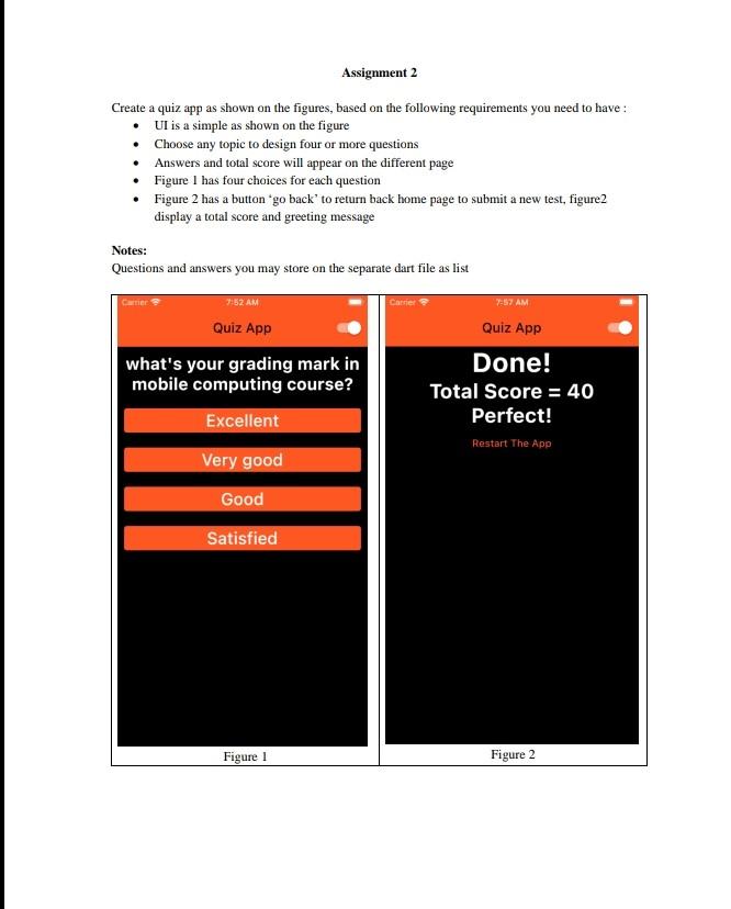 Solved Assignment 2 Create a quiz app as shown on the | Chegg.com