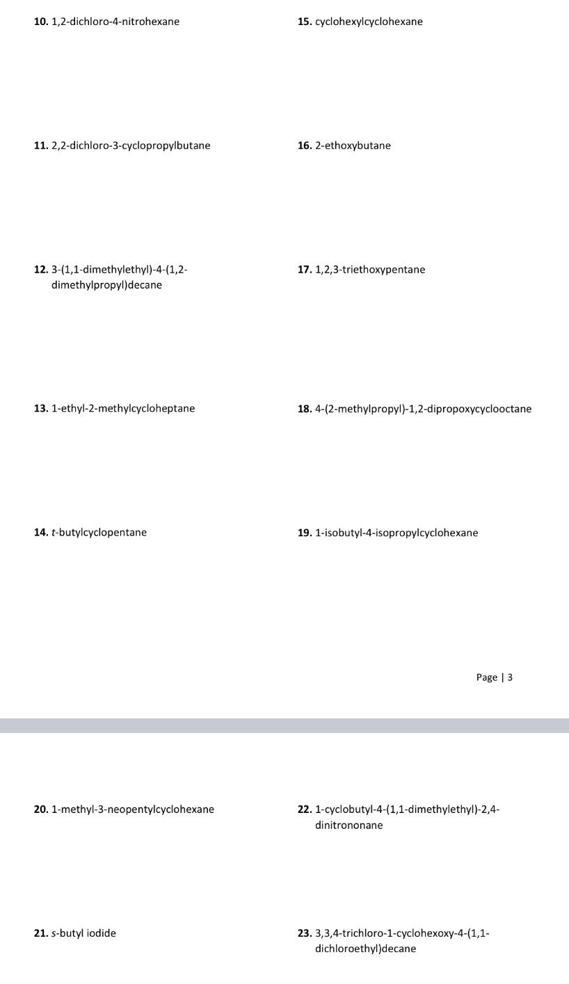 Solved 10. 1,2-dichloro-4-nitrohexane 15. | Chegg.com