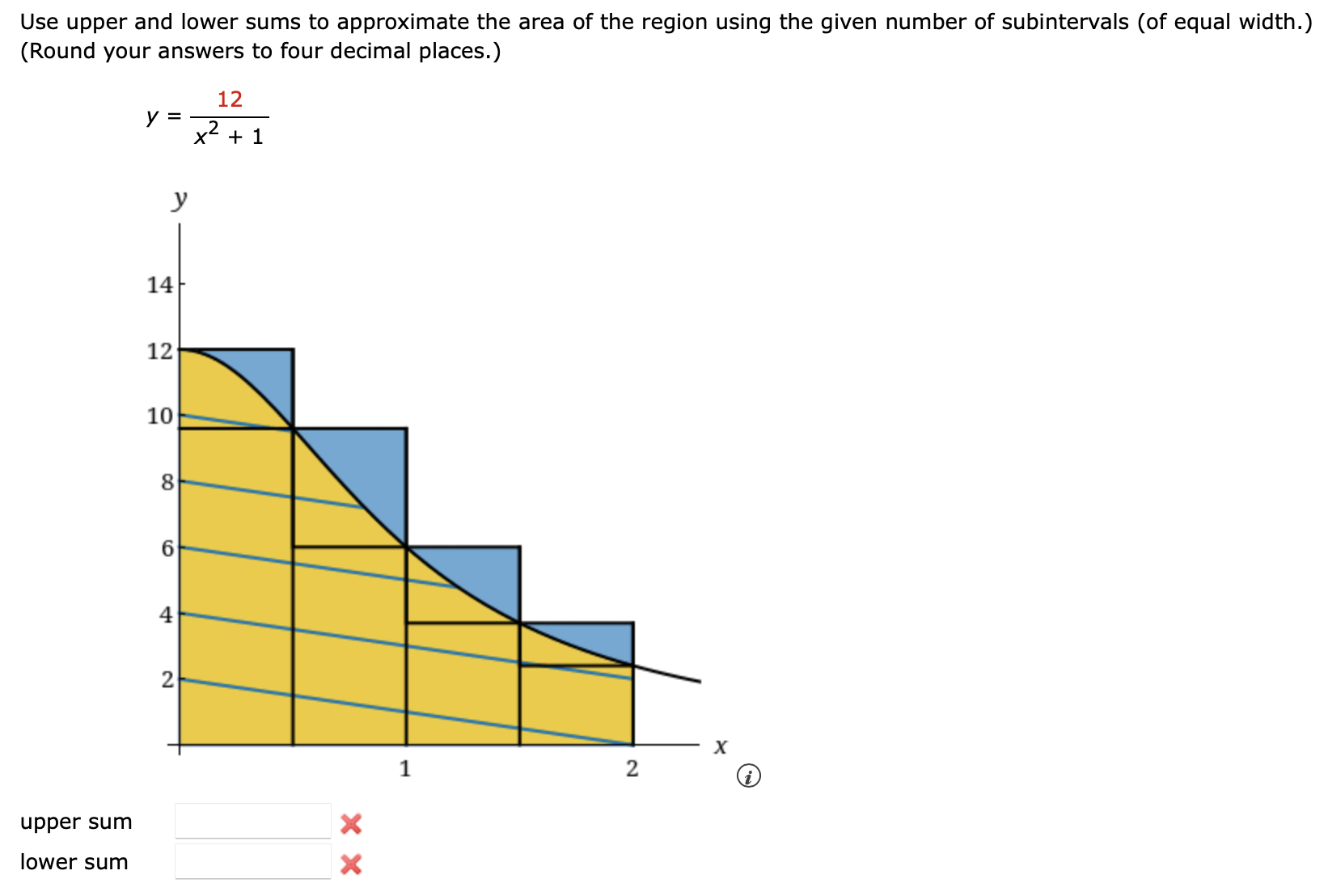 Solved Use upper and lower sums to approximate the area of | Chegg.com