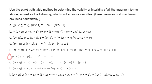 Solved 3. Use the short truth table method to determine the | Chegg.com