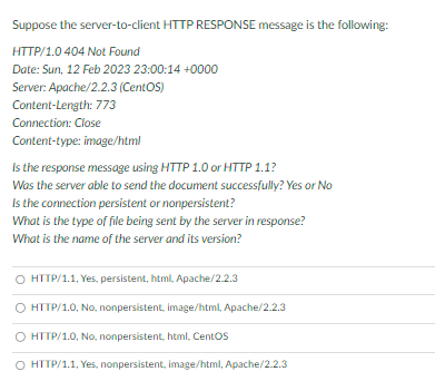 Solved Suppose the server-to-client HTTP RESPONSE message is | Chegg.com