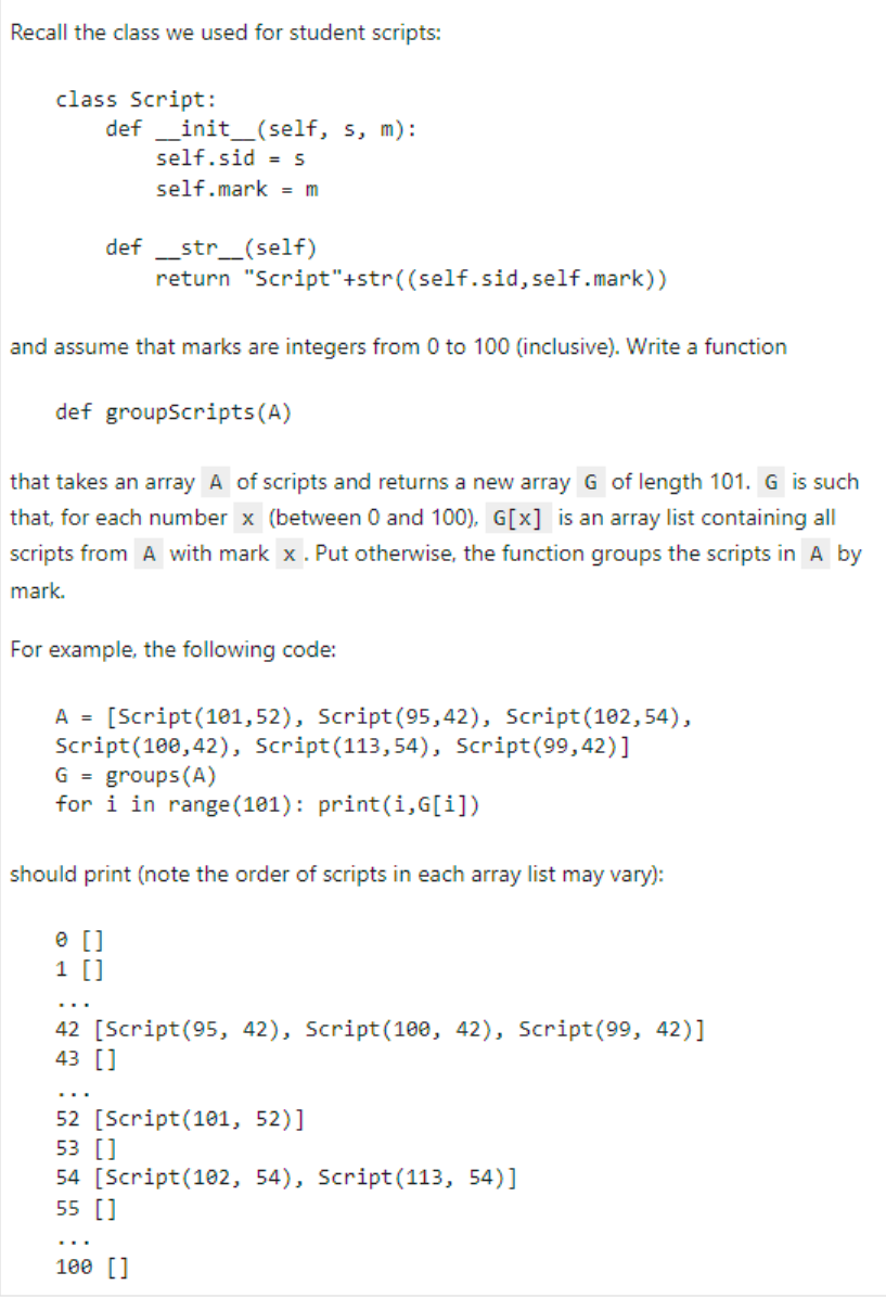 Solved Recall the class we used for student scripts: class | Chegg.com