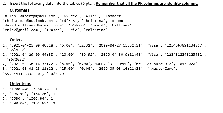 Solved 1. Create the tables shown in the diagram below in | Chegg.com