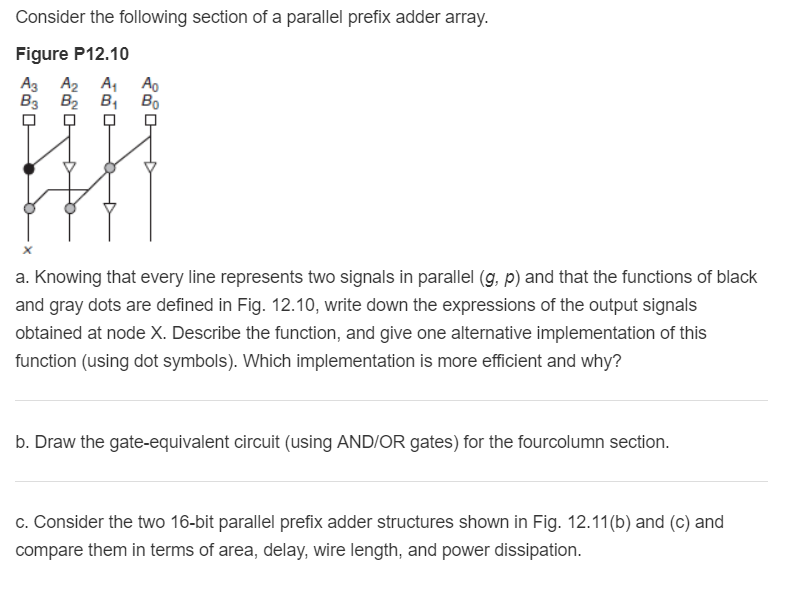Solved Consider the following section of a parallel prefix | Chegg.com