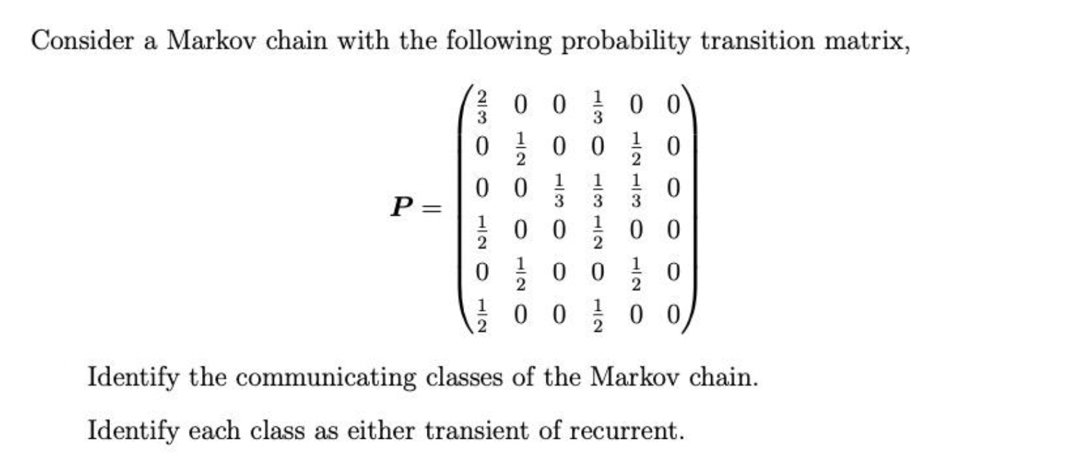 Solved Consider a Markov chain with the following | Chegg.com