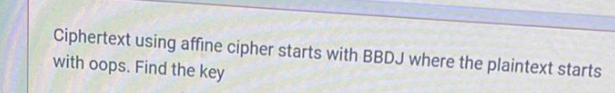 Solved Ciphertext using affine cipher starts with BBDJ where | Chegg.com