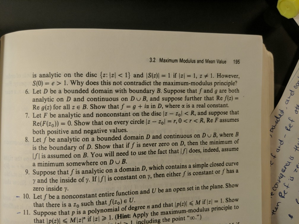Solved 3.2 Maximum Modulus and Mean Value 195 is analytic on | Chegg.com