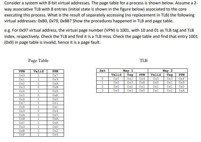 Solved Consider a system with 8-bit virtual addresses. The | Chegg.com