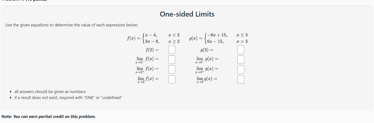 Solved One-sided Limits Use the given equations to determine | Chegg.com