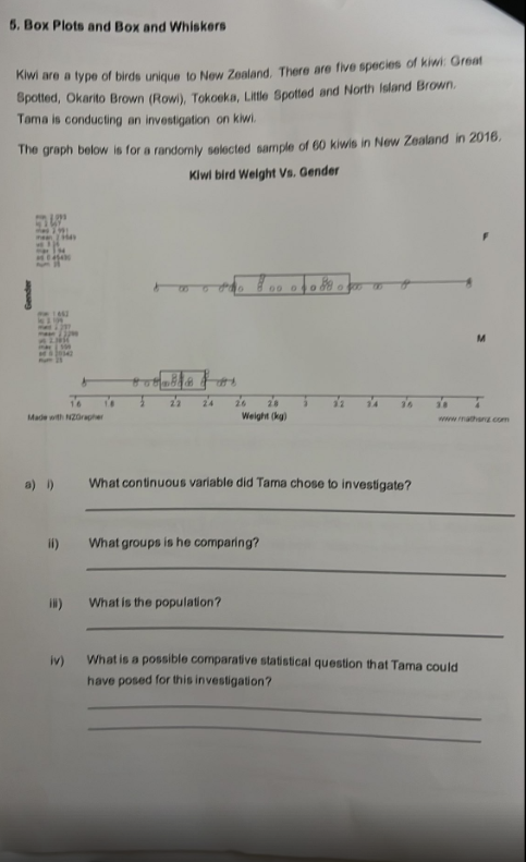 Solved 5. Box Plots and Box and Whiskers Kiwi are a type of | Chegg.com