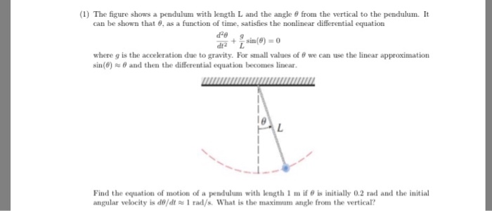 Solved (1) The figure shows a pendulum with length L and the | Chegg.com