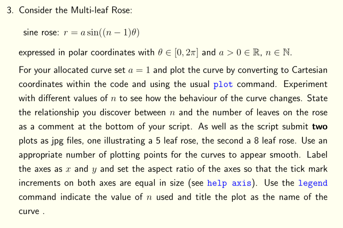 Solved sine rose: r=asin((n−1)θ) expressed in polar | Chegg.com