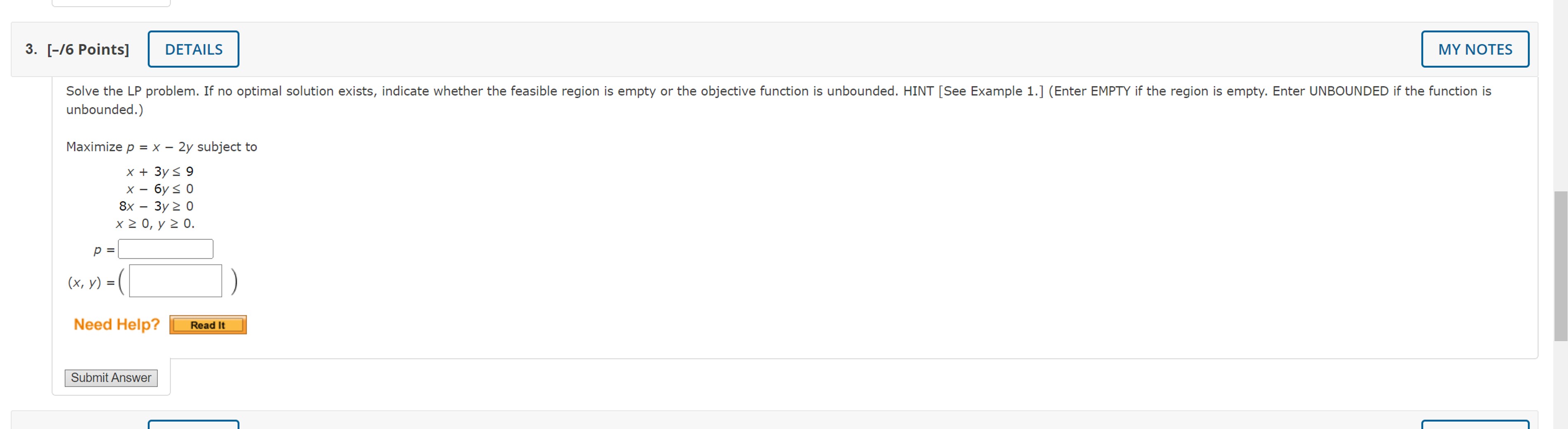 Solved Solve the LP problem. If no optimal solution exists, | Chegg.com