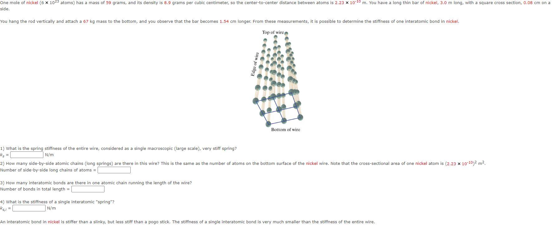 Solved side. 1) What is the sprina stiffness of the entire | Chegg.com