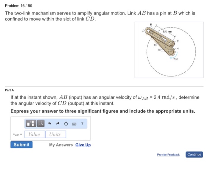 Solved The two-link mechanism serves to amplify angular | Chegg.com