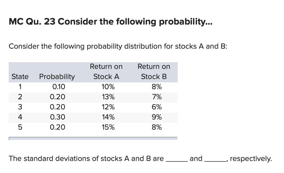 Solved MC Qu. 23 Consider the following probability... | Chegg.com