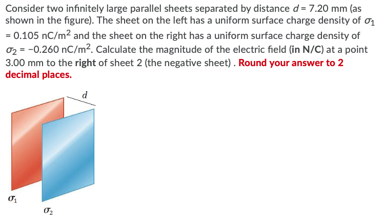 Solved Consider two infinitely large parallel sheets | Chegg.com
