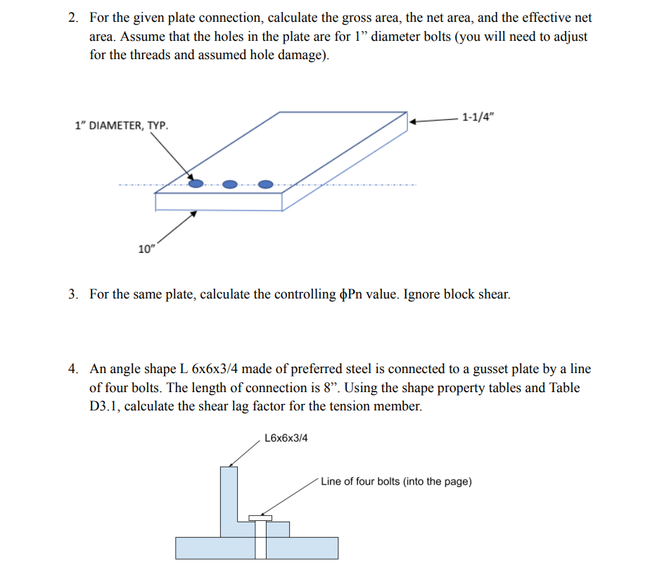 Solved 2. For the given plate connection, calculate the | Chegg.com