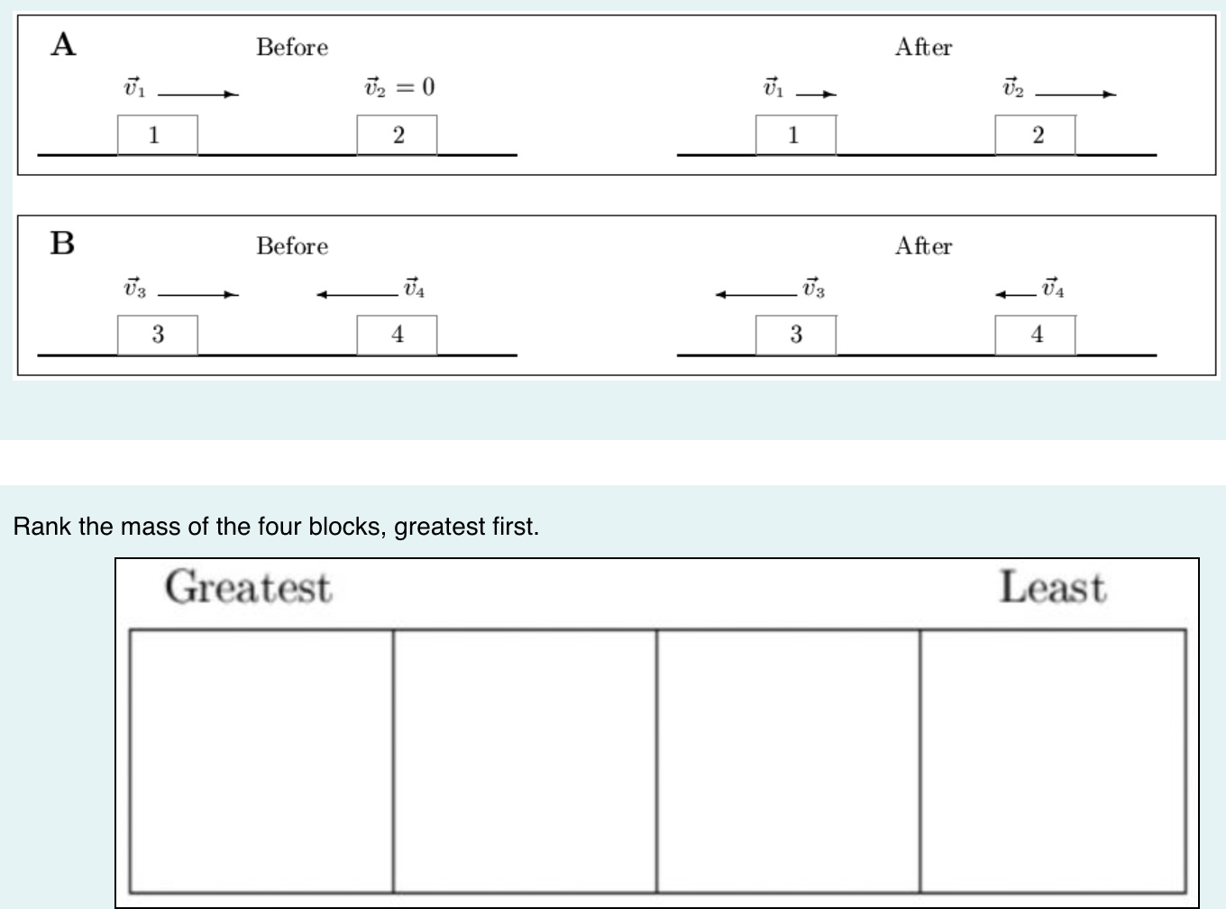 Solved A block collides with another block in two different | Chegg.com