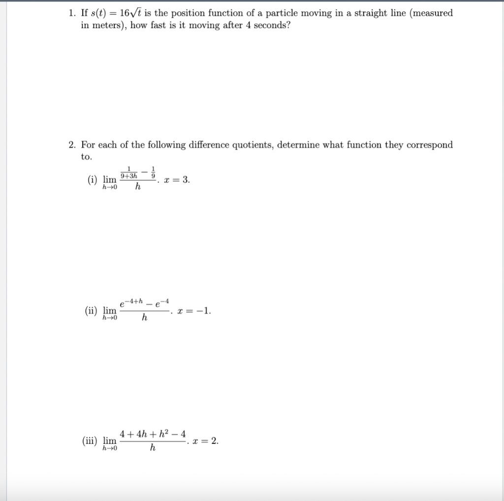 Solved 1 If S T 16t Is The Position Function Of A Particle