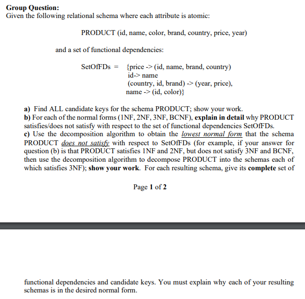 Group Question: Given the following relational schema | Chegg.com
