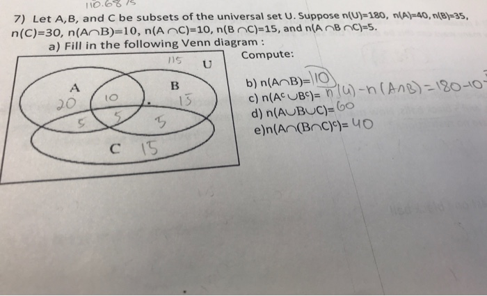 Solved 10.68 13 7) Let A,B, and C be subsets of the | Chegg.com