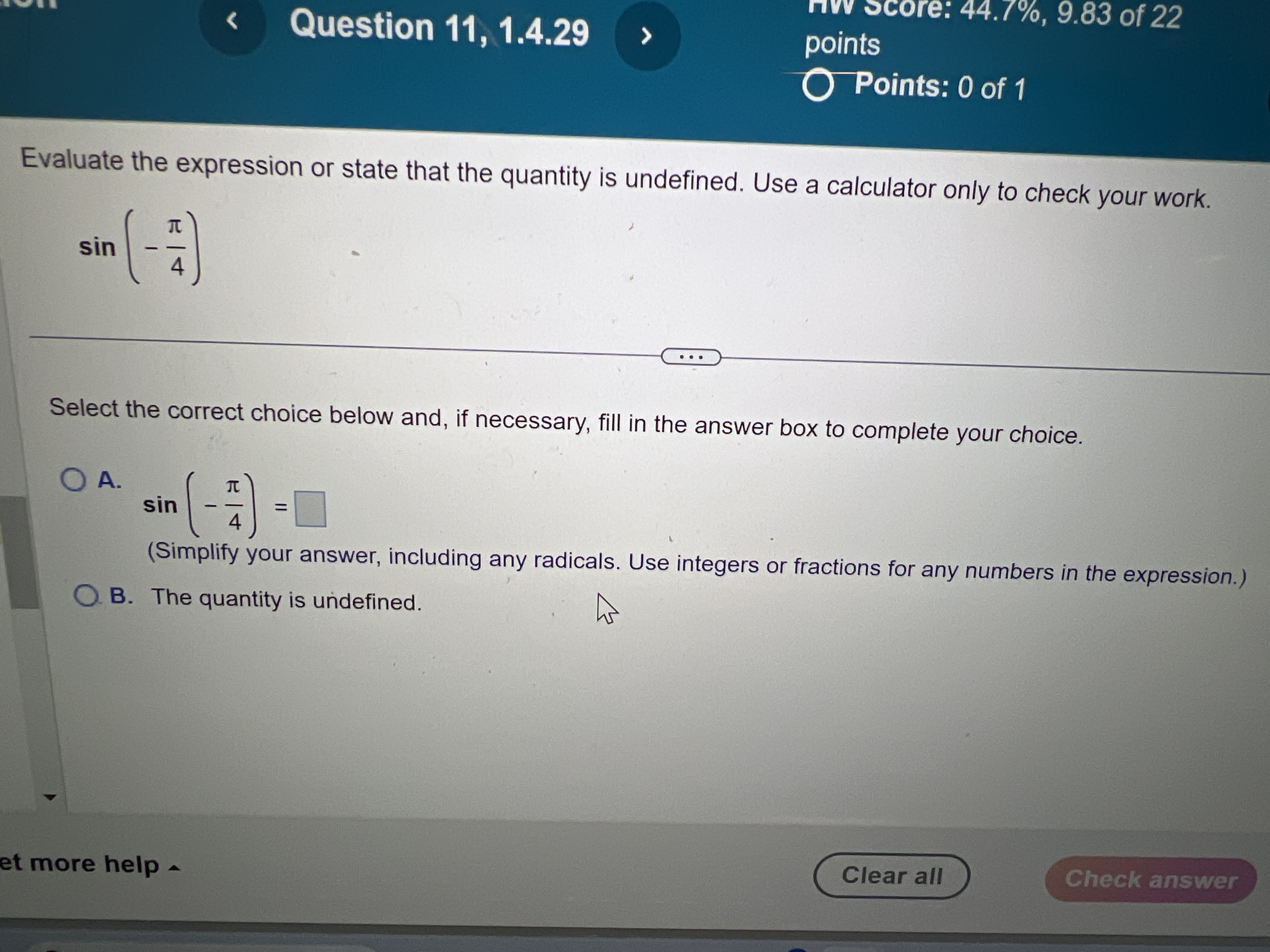 Solved Evaluate the expression or state that the quantity is | Chegg.com