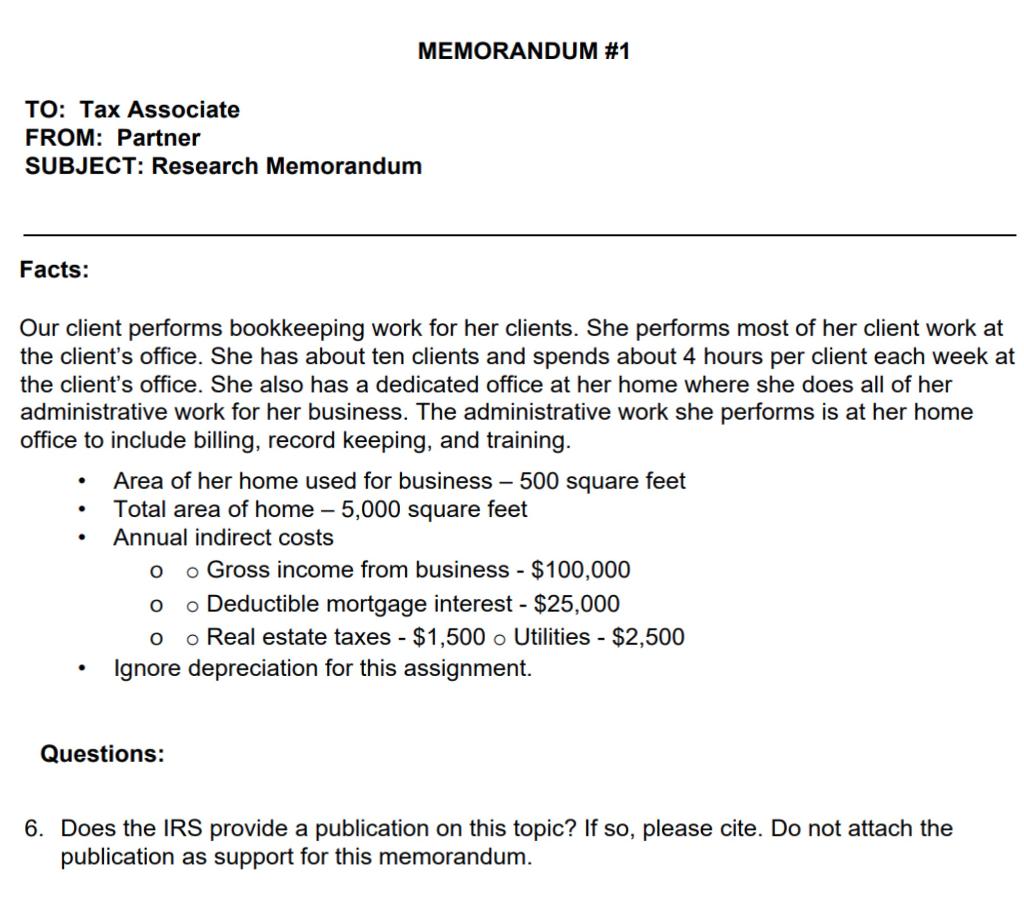 Solved MEMORANDUM #1 TO: Tax Associate FROM: Partner | Chegg.com