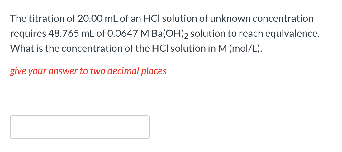 Solved The titration of 20.00 mL of an HCl solution of | Chegg.com