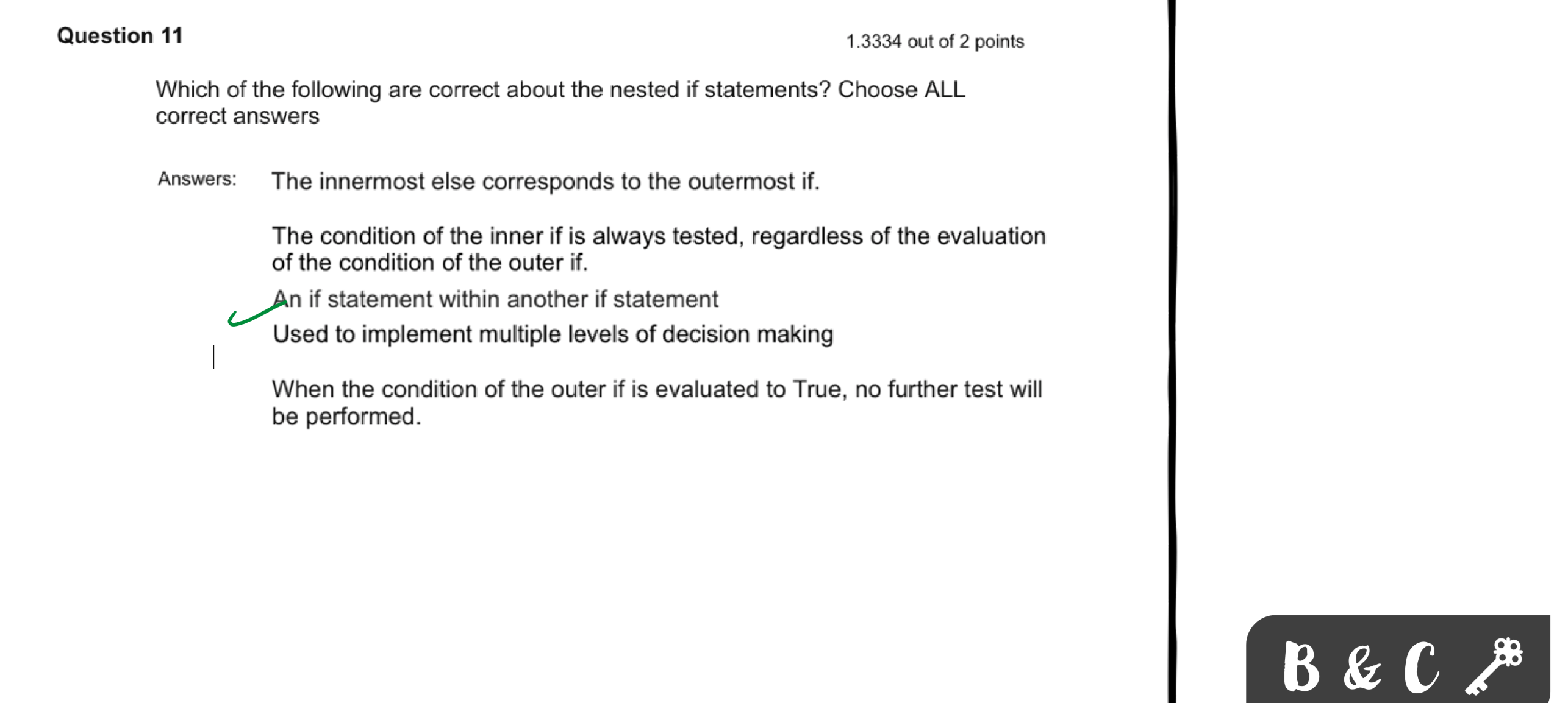 Solved estion 11 1.3334 out of 2 points Which of the | Chegg.com