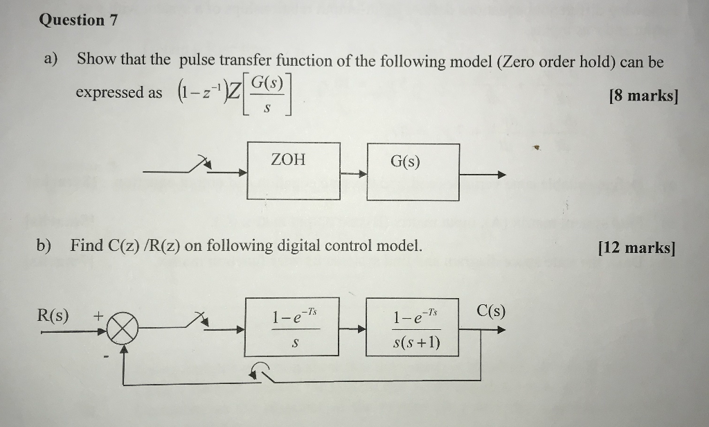 Solved Question 7 A Show That The Pulse Transfer Function