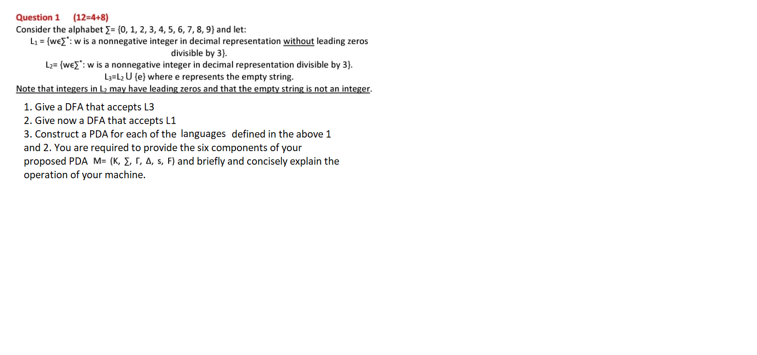 advanced computing related to DFA , languages, | Chegg.com