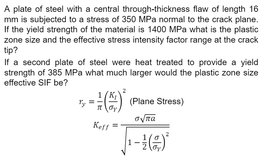 Solved A plate of steel with a central through-thickness | Chegg.com