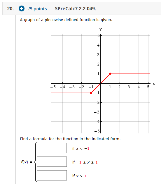 Solved 20. + -/5 points SPreCalc7 2.2.049. A graph of a | Chegg.com