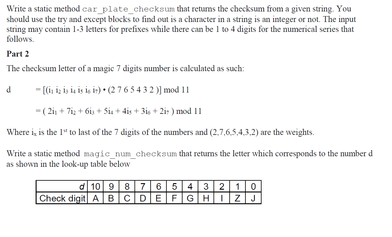 Solved Create a class SingaporeNumbers. Part 1 A typical | Chegg.com