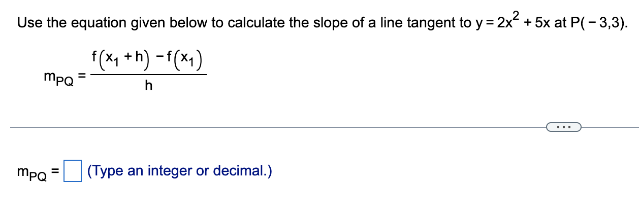 Solved Use the equation given below to calculate the slope | Chegg.com