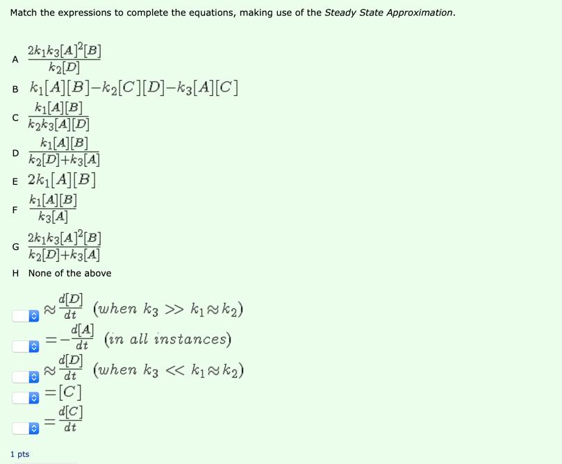 Match The Expressions To Complete The Equations