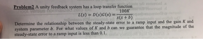 Solved Problem2 A unity feedback system has a loop transfer | Chegg.com