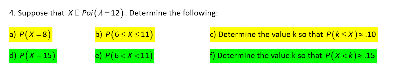 Solved Suppose that x Poi(λ=12). ﻿Determine the | Chegg.com