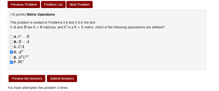 Solved Previous Problem Problem List Next Problem (10 | Chegg.com