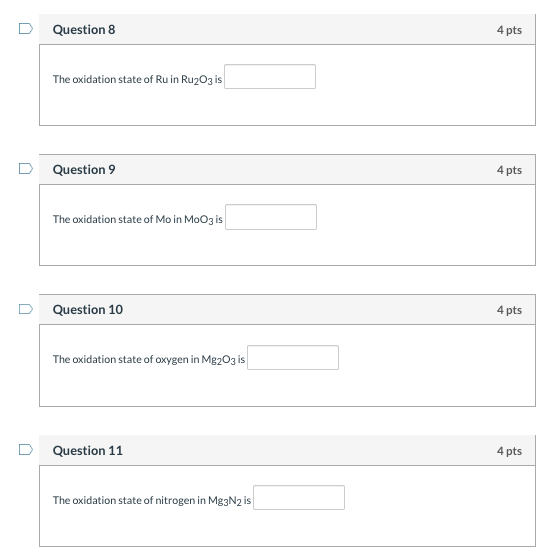Solved The oxidation state of Ru in Ru2O3 is Flag this | Chegg.com