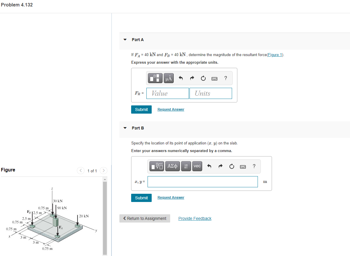 Solved Problem 4.132 v Part A If FA = 40 kN and FB = 40 kN, | Chegg.com