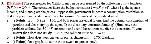 Solved [20 Points] The preferences for Californians can be | Chegg.com